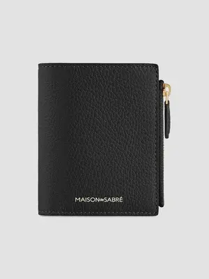 MAISON DE SABRE Leather Bifold Wallet Black Caviar
