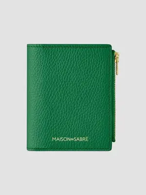 MAISON DE SABRE Leather Bifold Wallet Emerald Lily