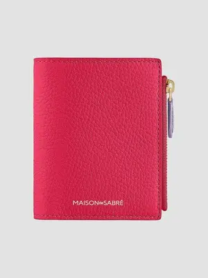 MAISON DE SABRE Leather Bifold Wallet Fuchsia Lavender