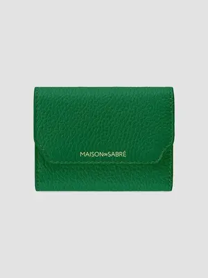 MAISON DE SABRE Leather Trifold Wallet Emerald Lily