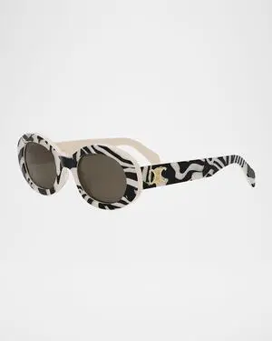 Celine Celine Triomphe Oval Sunglasses Animal Brown