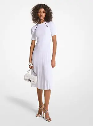 Michael Kors Ribbed Knit Midi Dress - White