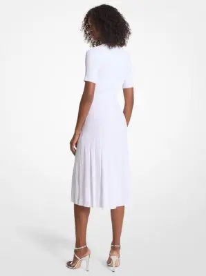 Michael Kors Ribbed Knit Midi Dress - White