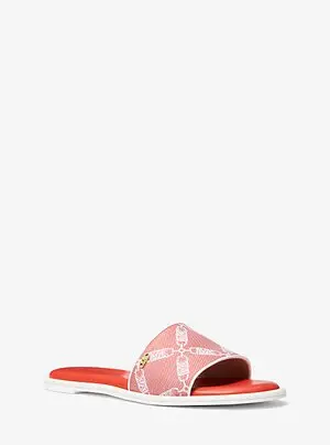 Michael Kors Saylor Empire Logo Jacquard Slide Sandal