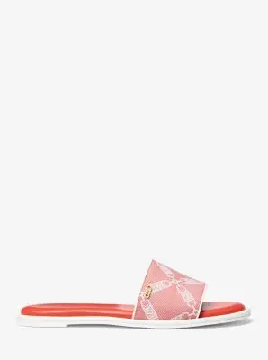 Michael Kors Saylor Empire Logo Jacquard Slide Sandal