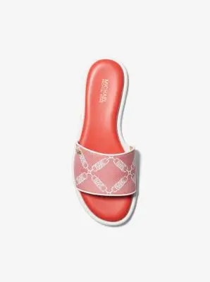 Michael Kors Saylor Empire Logo Jacquard Slide Sandal