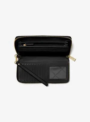 Michael Kors Large Saffiano Leather Continental Wallet In By - Black