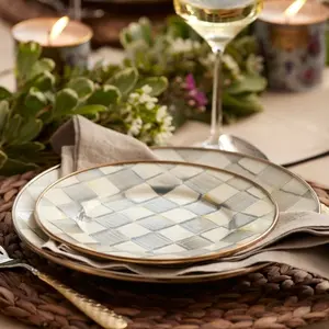 MACKENZIE-CHILDS Sterling Check Enamel Salad/dessert Plate