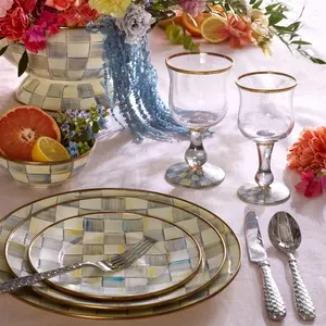 MACKENZIE-CHILDS Sterling Check Enamel Salad/dessert Plate