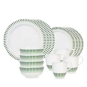 JULISKA Sitio Stripe 16 Piece Dinnerware Set, Service For 4 - Basil