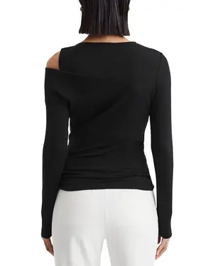 REISS Adeline Drape Shoulder Top