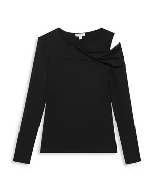 REISS Adeline Drape Shoulder Top