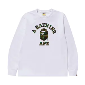 A BATHING APE 1st Camo College Long-sleeve Tee /green - White