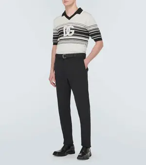 Dolce & Gabbana Logo Striped Silk Jacquard Polo Shirt - Multicoloured