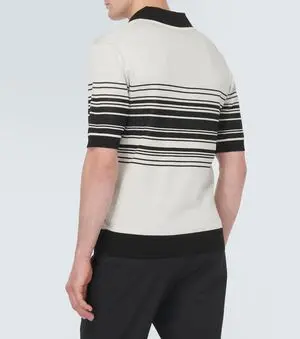Dolce & Gabbana Logo Striped Silk Jacquard Polo Shirt