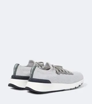 Brunello Cucinelli Leather-trimmed Knitted Sneakers