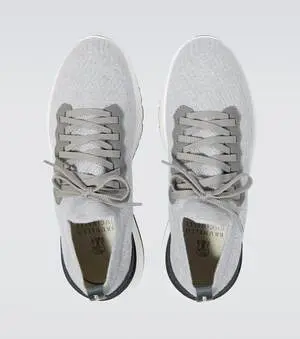 Brunello Cucinelli Leather-trimmed Knitted Sneakers