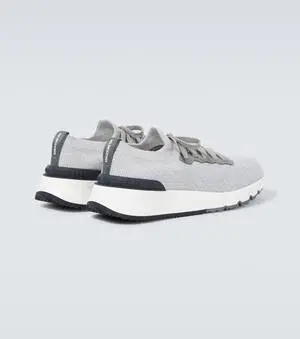 Brunello Cucinelli Leather-trimmed Knitted Sneakers
