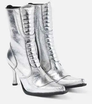 Vetements Metallic Leather Ankle Boots