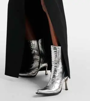 Vetements Metallic Leather Ankle Boots