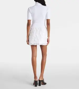 Alaïa Ruffled High-neck Jersey Minidress
