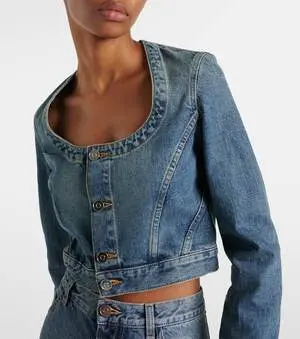 Alaïa Cropped Denim Trucker Jacket