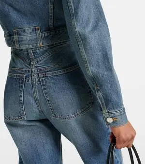 Alaïa Cropped Denim Trucker Jacket