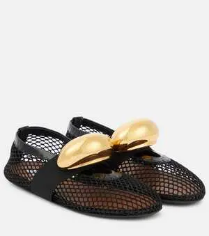 Alaïa Embellished Fishnet Ballet Flats