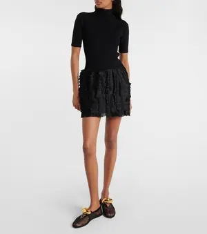 Alaïa Embellished Fishnet Ballet Flats