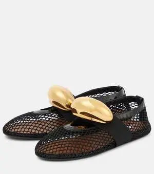 Alaïa Embellished Fishnet Ballet Flats