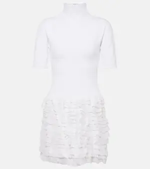 Alaïa Ruffled High-neck Mini Dress - White