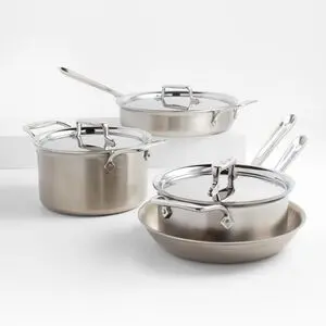 Crate & Barrel All-clad ® D5 Brushed Stainless Steel 7-piece Cookware Set - Silver