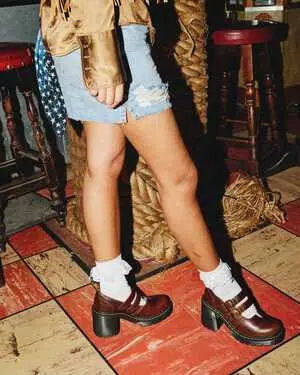 Dr. Martens Eviee Leather Mary Jane Heeled Shoes - Brown
