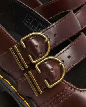 Dr. Martens Eviee Leather Mary Jane Heeled Shoes - Brown