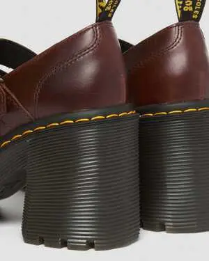 Dr. Martens Eviee Leather Mary Jane Heeled Shoes - Brown