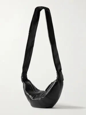 LEMAIRE Croissant Small Paneled Leather Shoulder Bag - Black