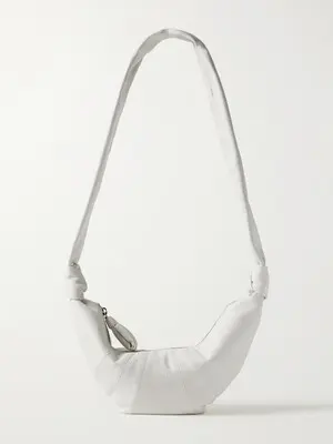 LEMAIRE LEMAIRE Croissant Small Paneled Textured-leather Shoulder Bag White