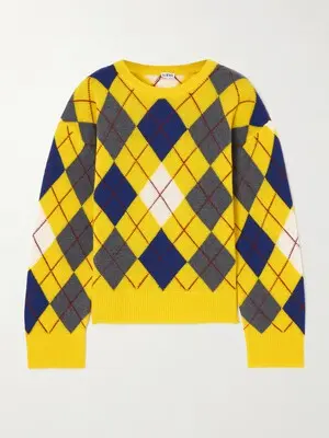 Loewe Argyle Wool Sweater - Yellow
