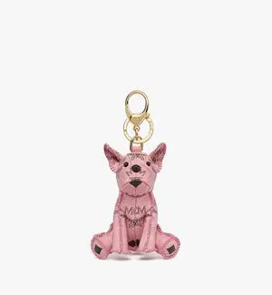 Mcm Aren French Bulldog Charm In Visetos - Soft Pink