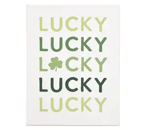 SINCERE SURROUNDINGS 17'lucky Repeated Shamrock Wrapped Canvas - One-color