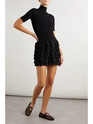 Alaïa Ruffled Knitted Turtleneck Mini Dress