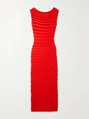 Alaïa Layered Knitted Maxi Dress - Red