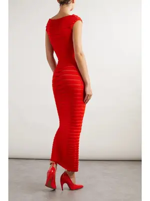 Alaïa Layered Knitted Maxi Dress - Red