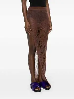Rick Owens Spider Ziggy Ripped Maxi Skirt