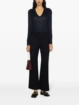 JOSEPH Tafira Mid-rise Flared Trousers - Blue