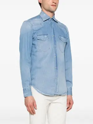 SARTORIO NAPOLI Panelled Denim Shirt - Blue