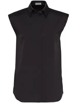 Brunello Cucinelli Monili-trim Sleeveless Shirt