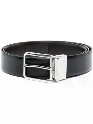 Santoni Logo-engraved Buckle Leather Belt - Black