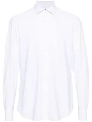 Corneliani Spread-collar Stretch-jersey Shirt - White