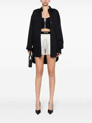 TOM FORD Logo Waistband Satin Shorts - Neutrals